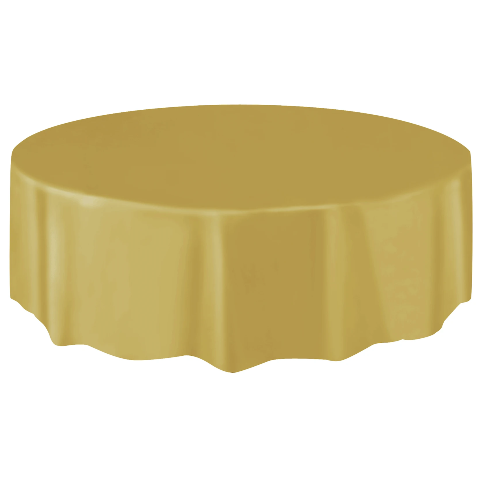 Gold Round Plastic Table Cover 2.1m – Forever Party